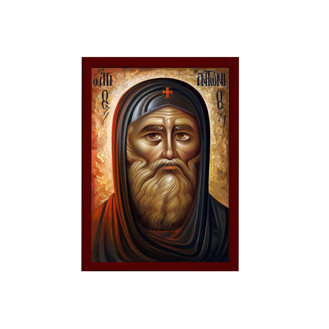Saint Anthony Icon, Handmade Greek Orthodox Icon of Saint Antonius ...