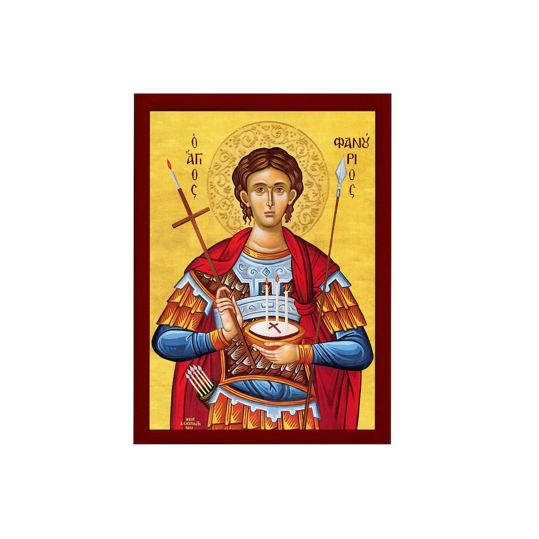 Saint Phanourios Icon, Handmade Greek Orthodox Icon St Fanourios ...