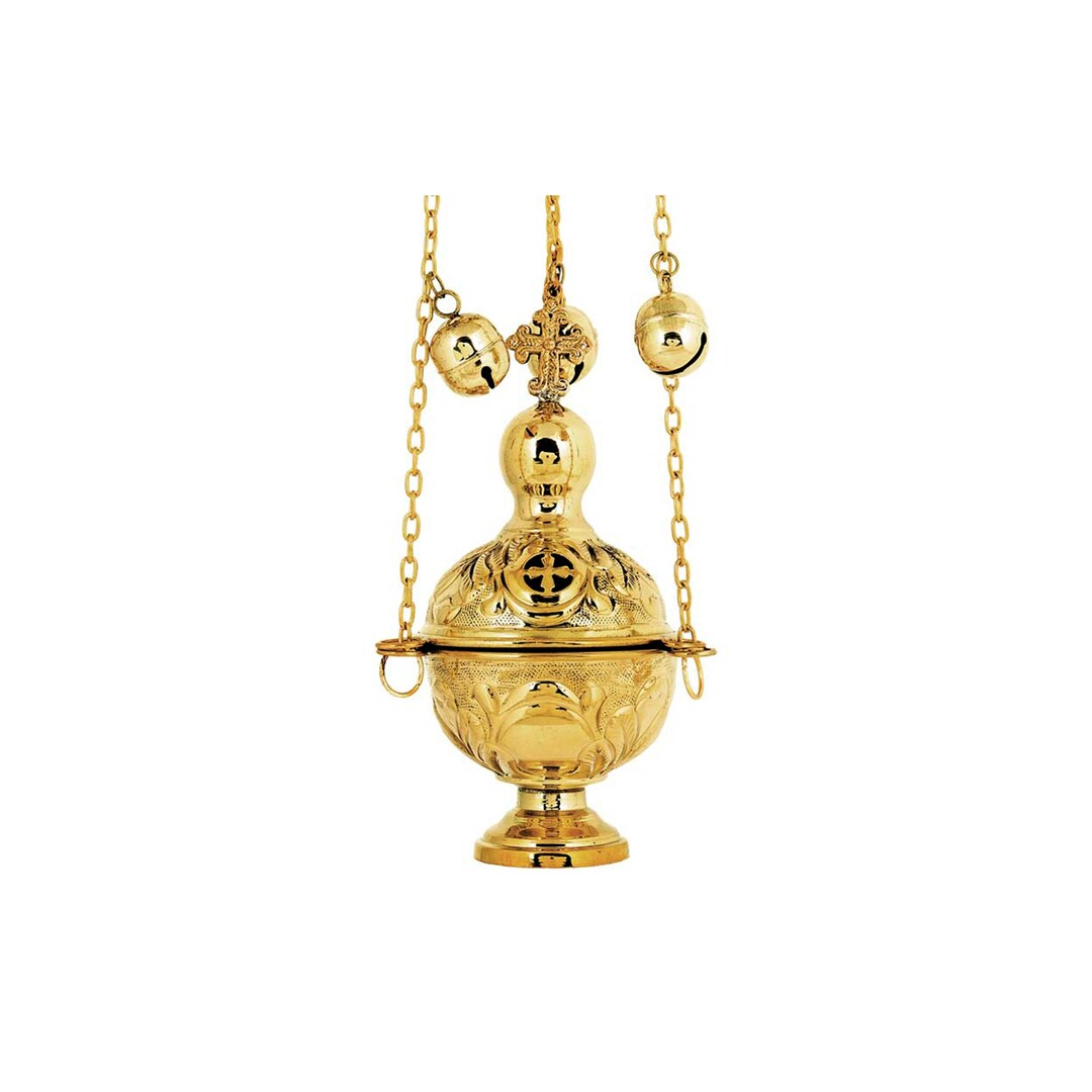 Christian Hanging Brass Resin Incense Burner, Greek Orthodox Thurible ...