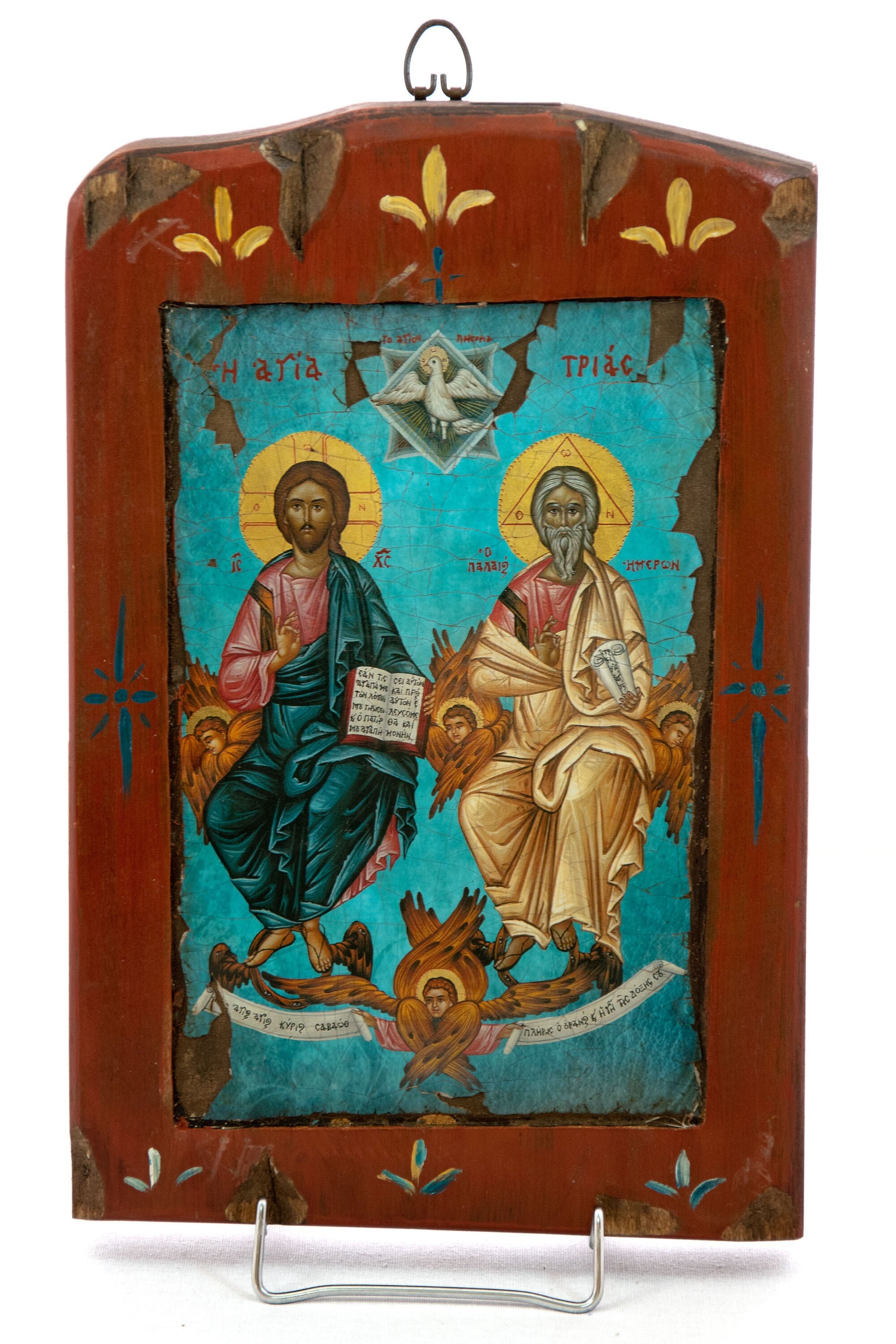 The Holy Trinity Icon Handmade Greek Orthodox Icon Byzantine | Etsy
