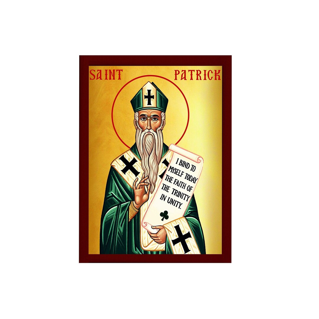 Saint Patrick Icon, Handmade Greek Orthodox Catholic Icon of St Patrick ...