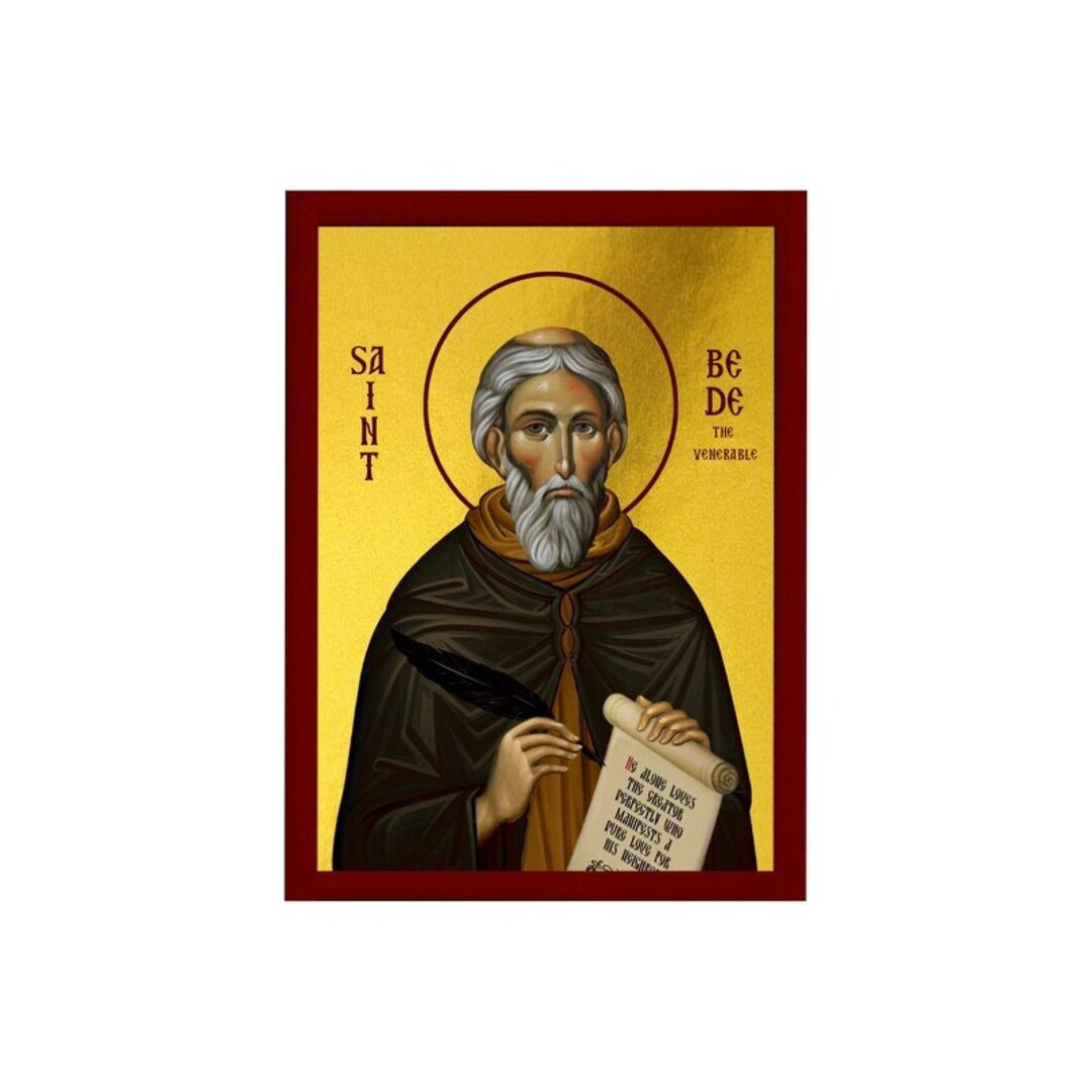 Saint Bede Icon, Handmade Greek Catholic Icon of St Bede of Wearmouth ...