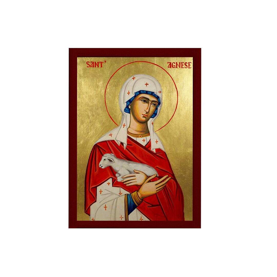 Saint Agnes Icon, Handmade Greek Orthodox Icon St Agnes of Rome ...