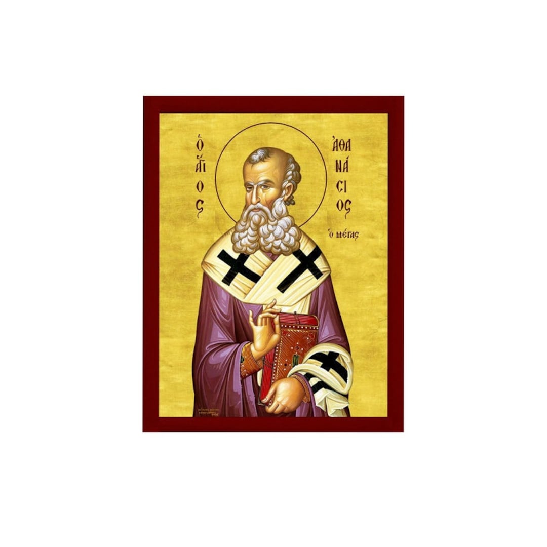 Saint Athanasius Icon of Alexandria, Greek Handmade Orthodox Icon of St ...