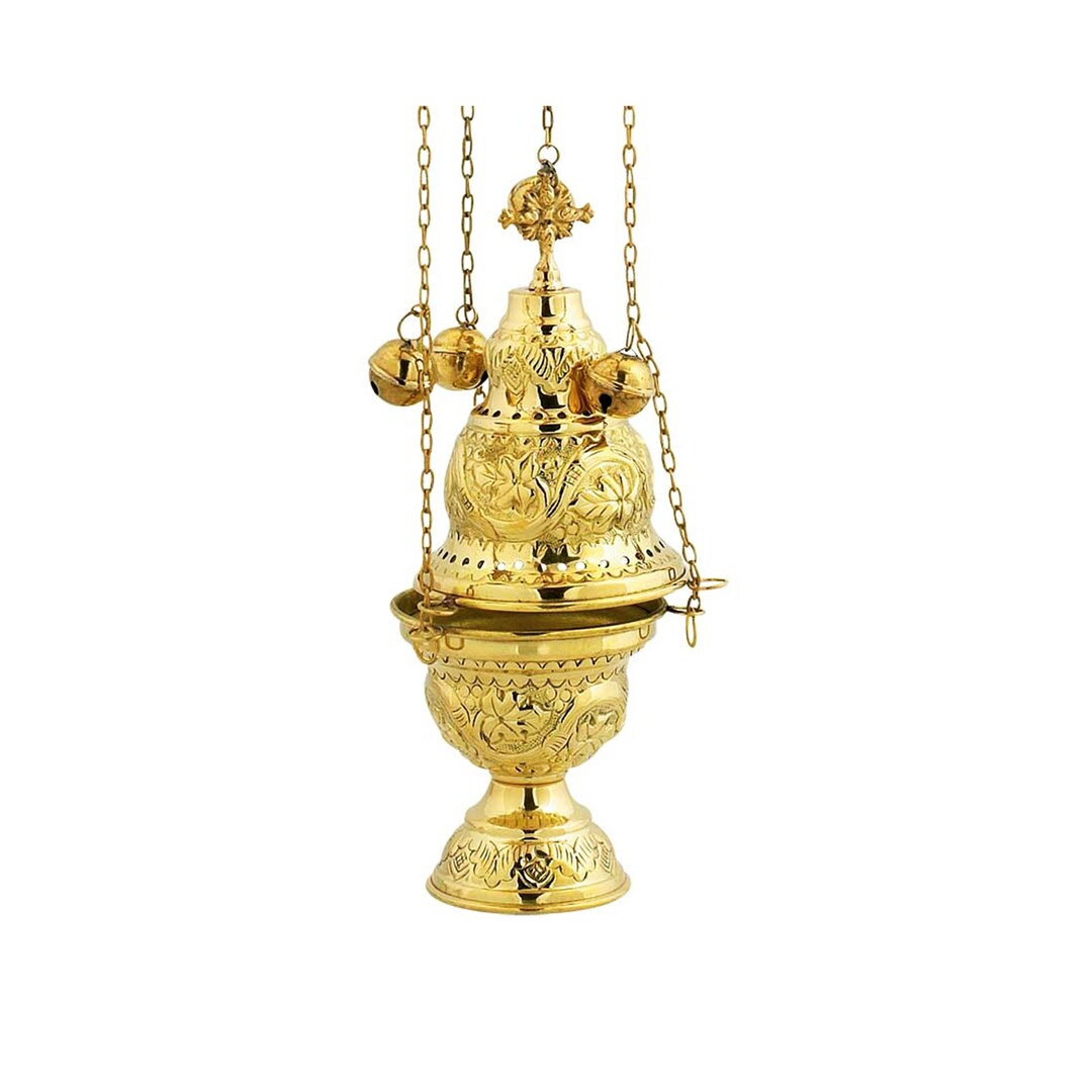 Christian Hanging Brass Resin Incense Burner, Greek Orthodox Thurible ...
