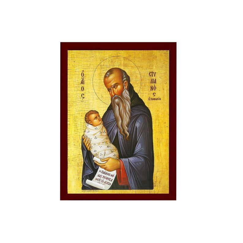 Saint Stylianos Icon, Byzantine Art Wall Hanging, Handmade Greek ...