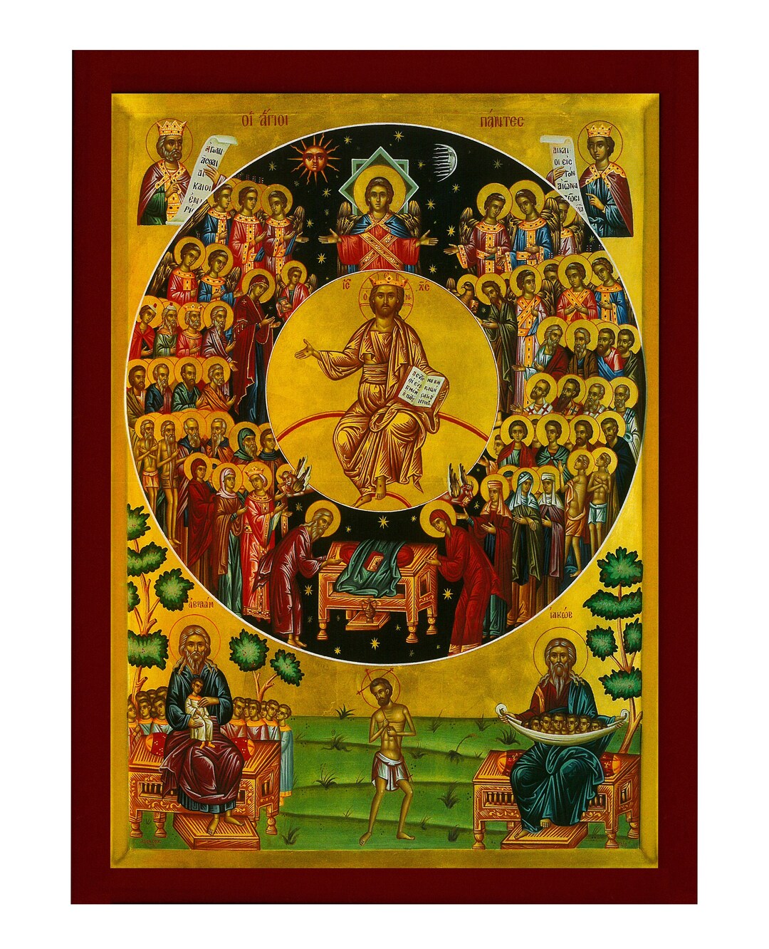 Synaxis of All Saints Icon, Handmade Greek Orthodox Icon of All Saints ...