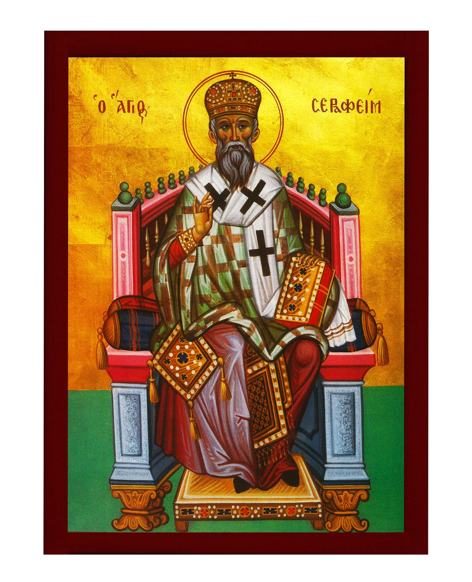 Saint Seraphim Icon Handmade Greek Orthodox Icon St Seraphim - Etsy