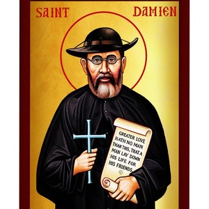 Saint Damien Icon, Handmade Greek Catholic Icon of St Damien Molokai ...
