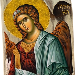 Archangel Gabriel Icon, Handmade Greek Orthodox Icon of St Gabriel ...