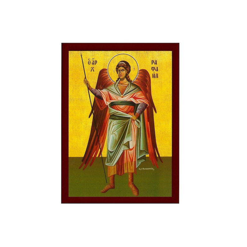 Archangel Raphael Icon Handmade Greek Orthodox Icon of St - Etsy