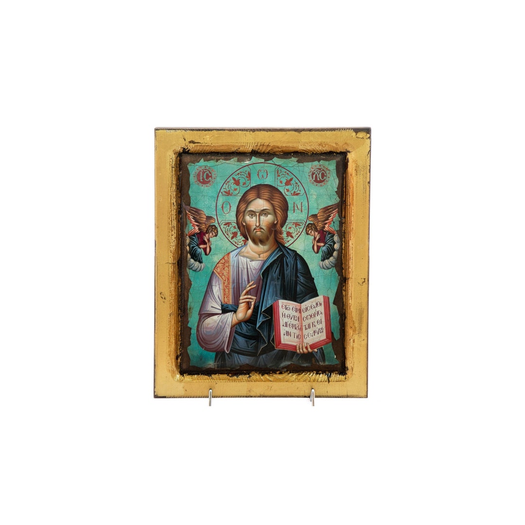 Jesus Christ Icon, Handmade Greek Orthodox Icon of Lord, Handmade ...