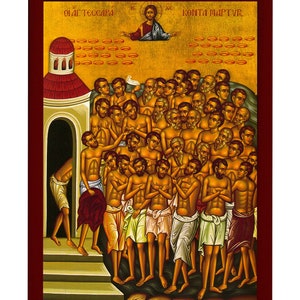 The 40 Holy Martyrs Icon, Handmade Greek Orthodox Icon Forty Martyrs of ...