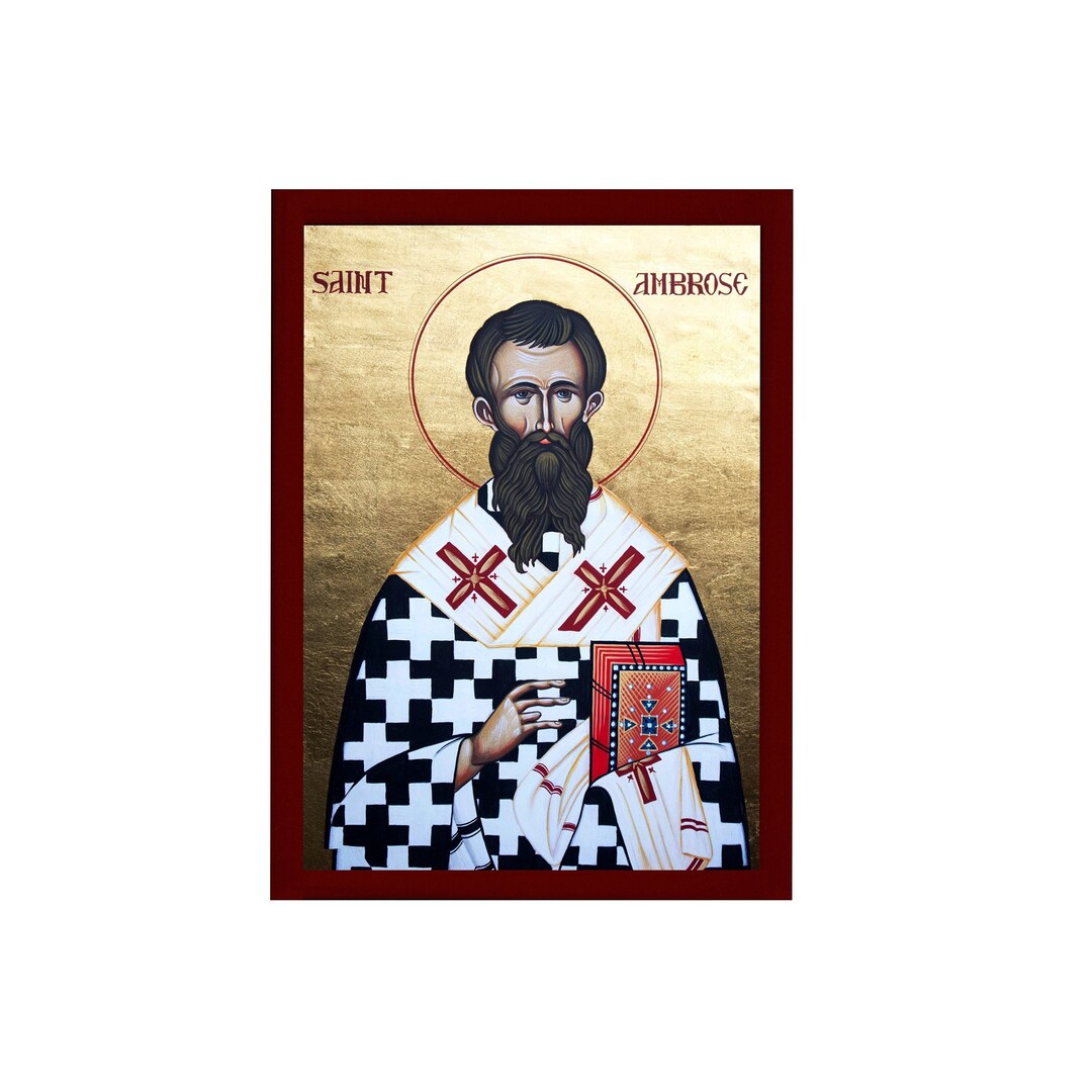 Saint Ambrose Icon, Handmade Greek Orthodox Icon St Ambrose of Milan ...