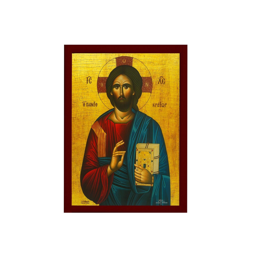 Jesus Christ Icon, Handmade Greek Orthodox Icon of Our Lord, Byzantine ...