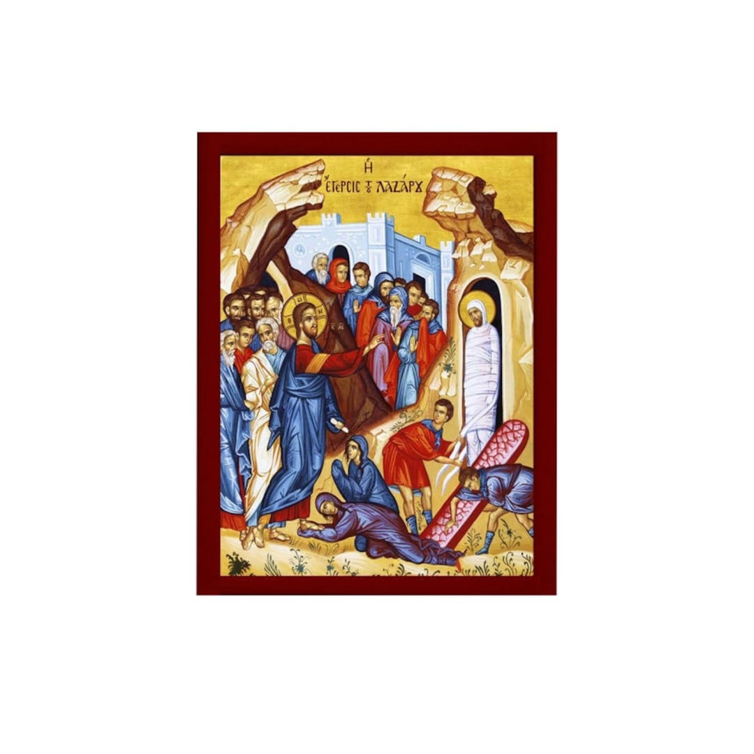 Raising of Lazarus Icon, Handmade Greek Orthodox Icon, Byzantine Art ...