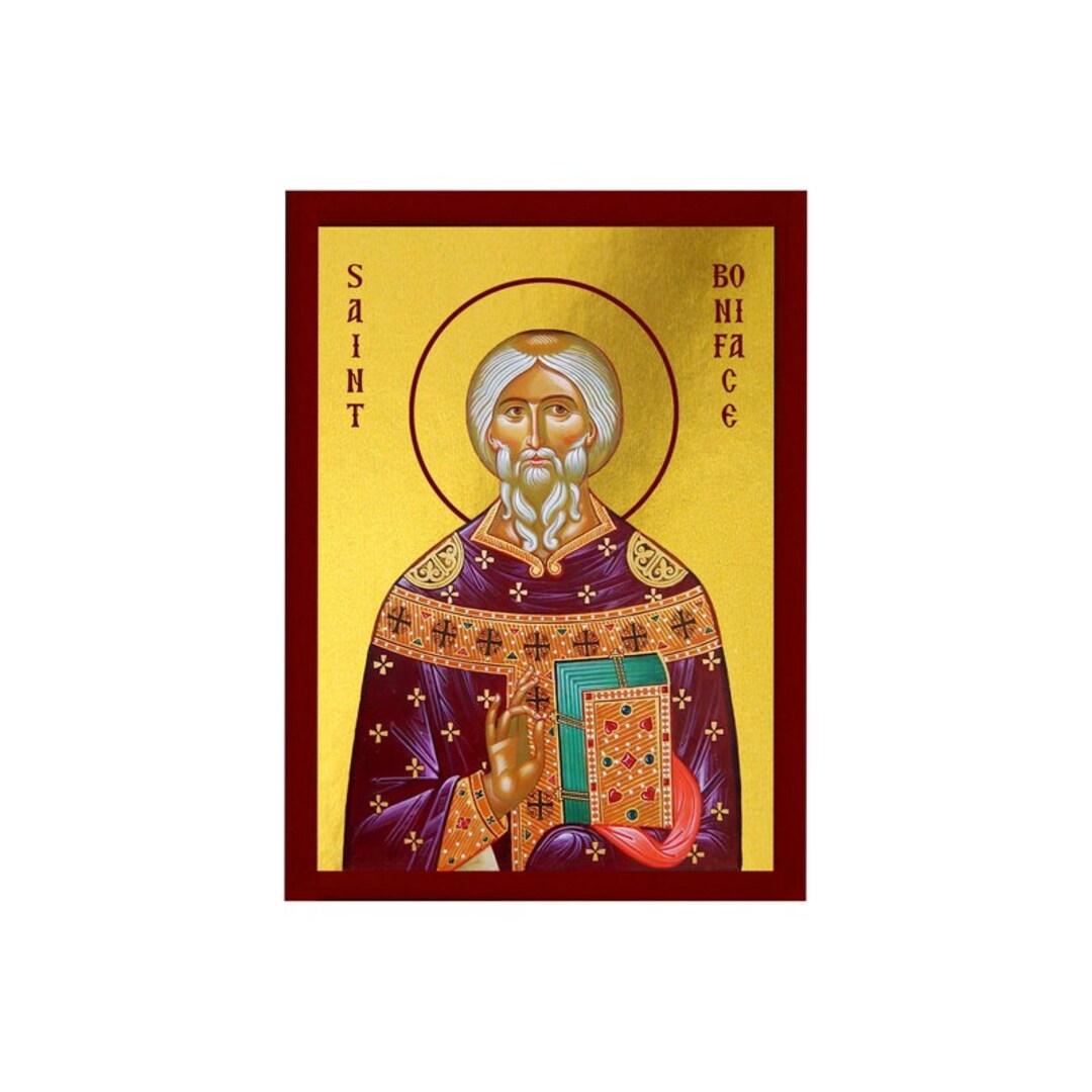 Saint Boniface Icon, Handmade Greek Catholic Icon St Bonifatius Apostle ...