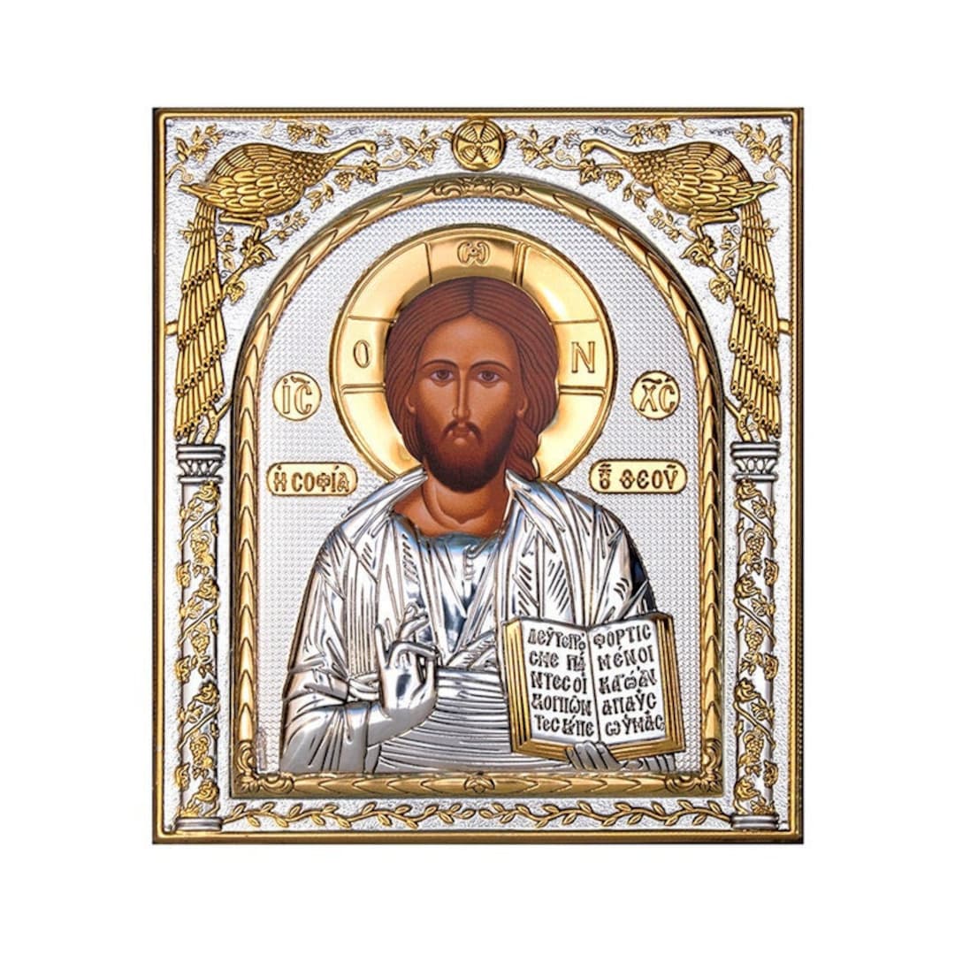 Jesus Christ Icon, Handmade Silver 999 Greek Orthodox Icon of Our Lord ...