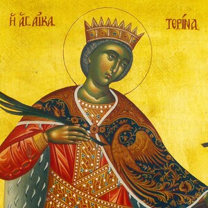 Saint Catherine Icon, Handmade Greek Orthodox Icon of St Katherine ...