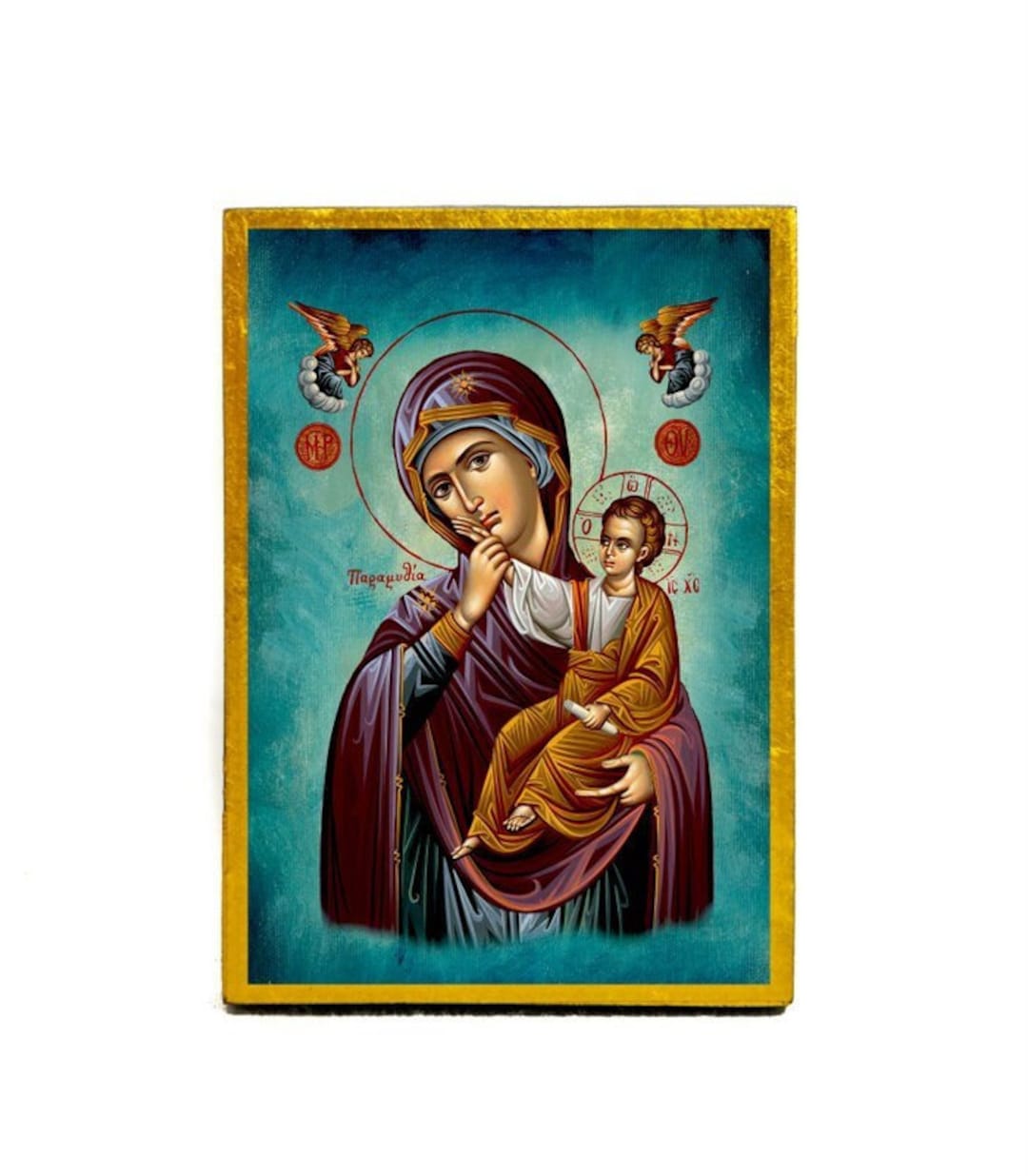 Virgin Mary Icon Panagia Paramythia, Handmade Greek Orthodox Icon ...