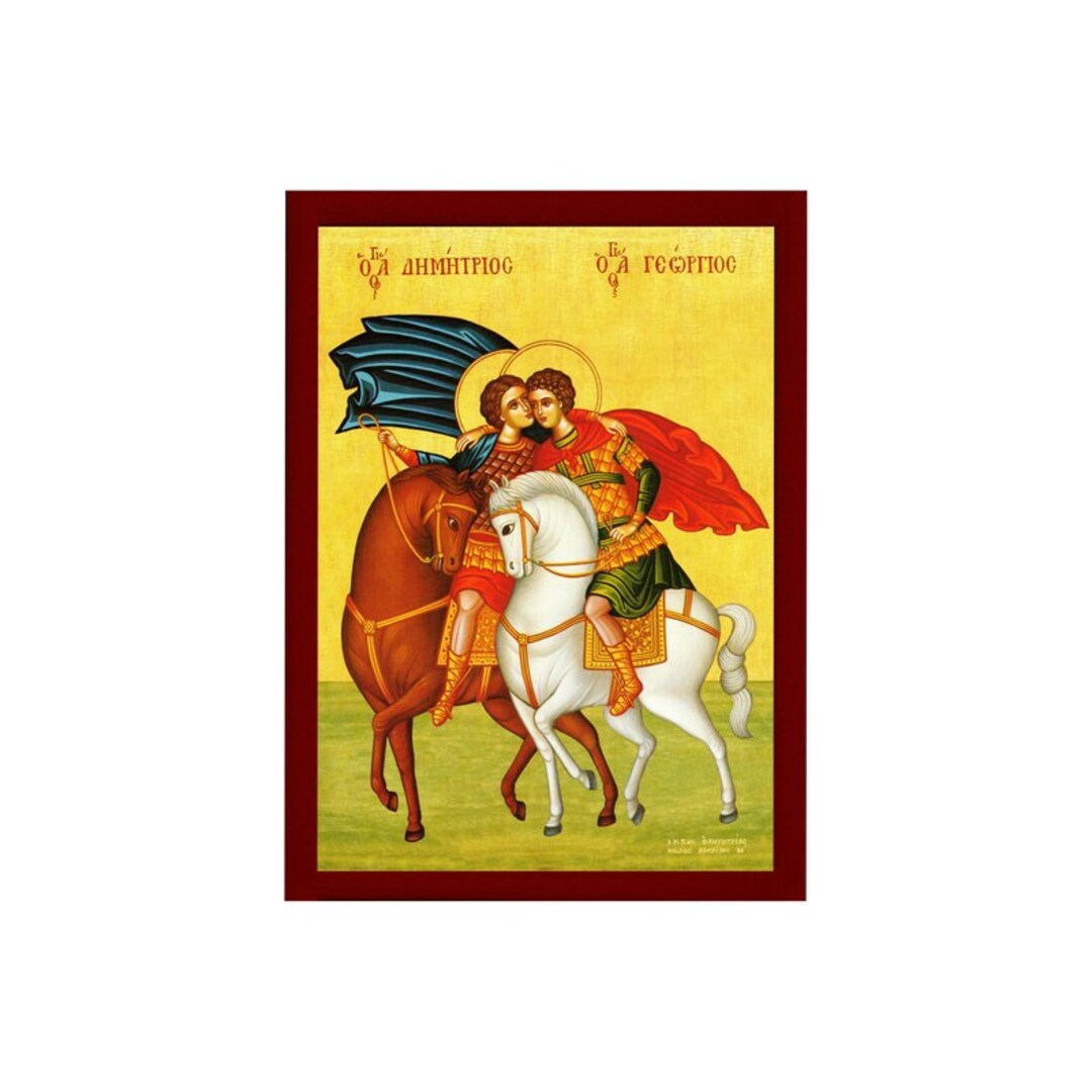 Saint George & Saint Demetrius Icon Handmade Greek Orthodox - Etsy