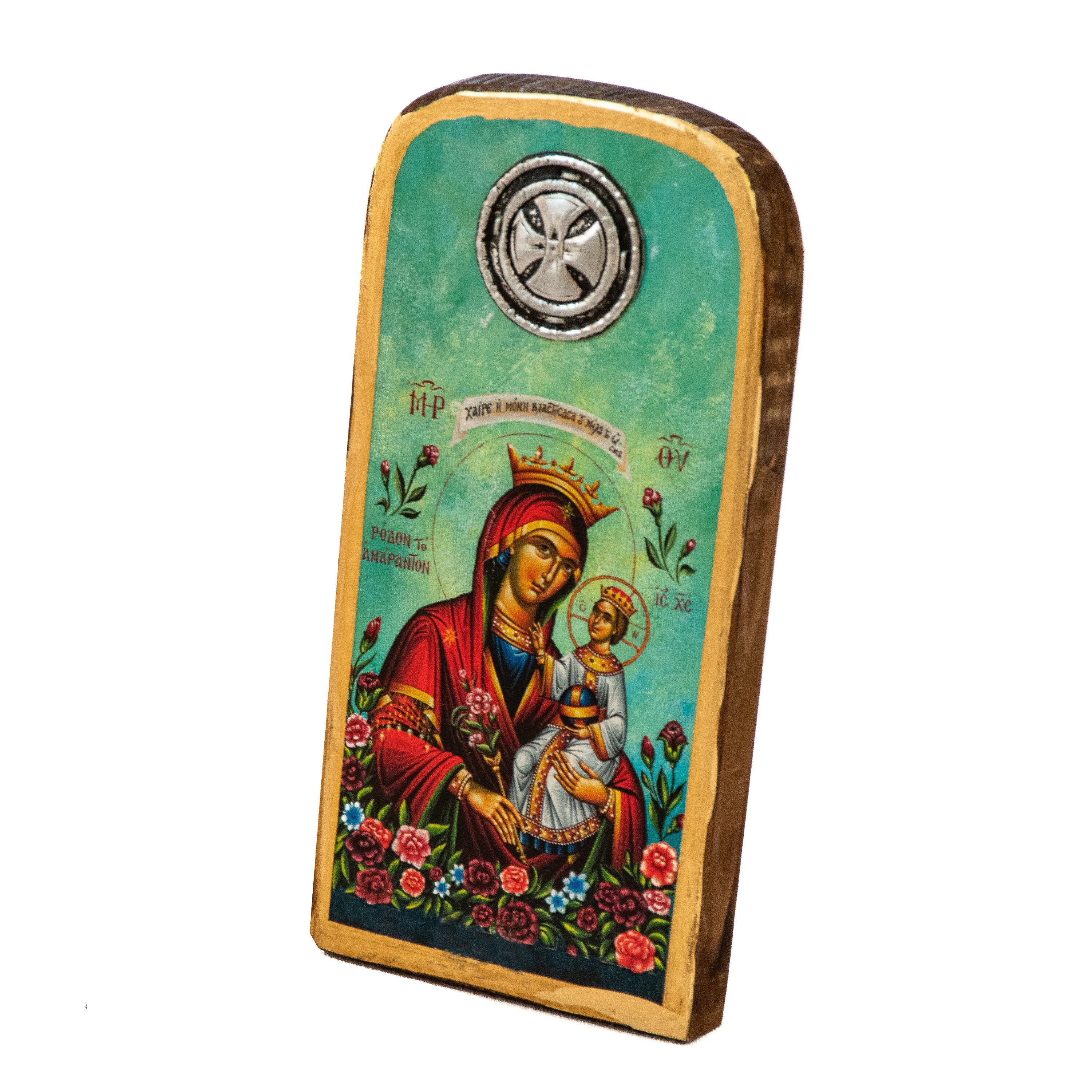 Virgin Mary Icon Rose Amaranth Handmade Greek Orthodox Icon - Etsy