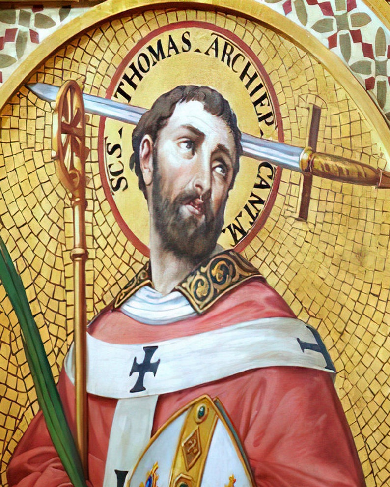 Saint Thomas of Becket Catholic Icon, Handmade Christian Wall Art on ...