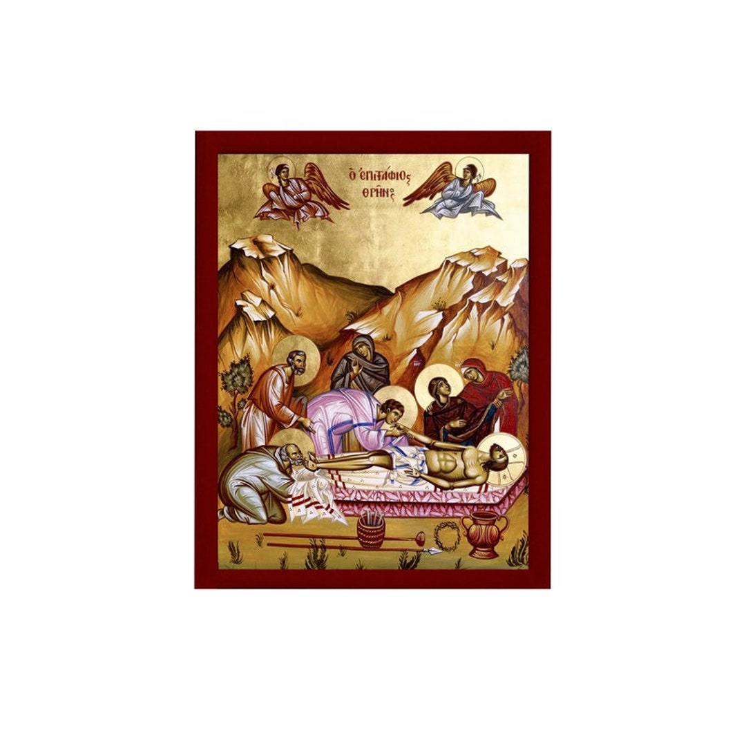 The Epitaph Icon, Jesus Christ Icon Good Friday Handmade Greek Orthodox ...