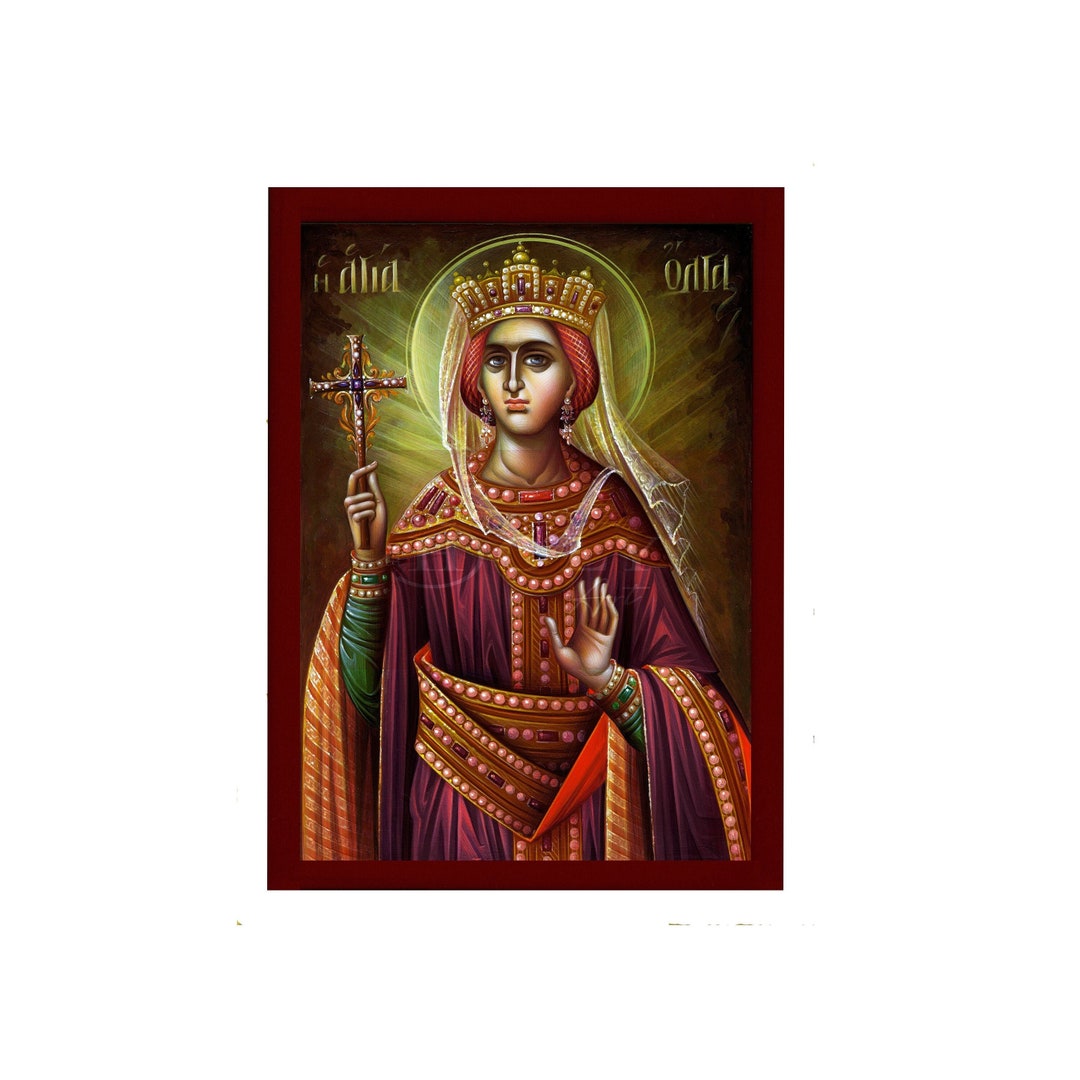 Saint Olga Icon, Handmade Greek Orthodox Icon of St Olga of Kiev ...