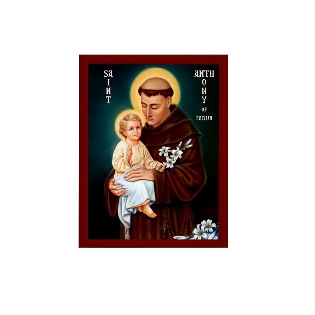 Saint Anthony of Padua Icon, Handmade Greek Christian Catholic Icon of ...