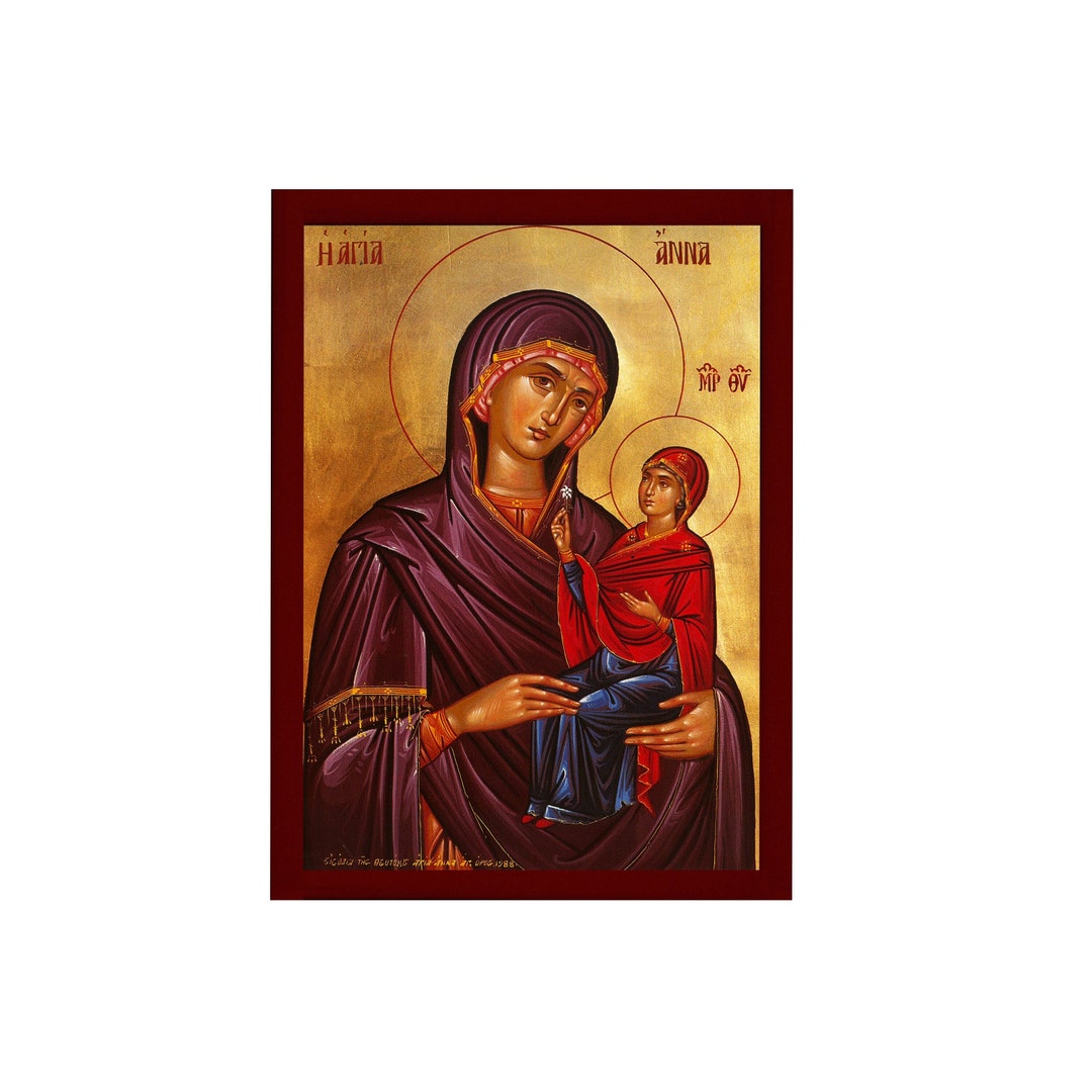 Saint Anna Icon Mother of Virgin Mary, Byzantine Art Wall Hanging of ...
