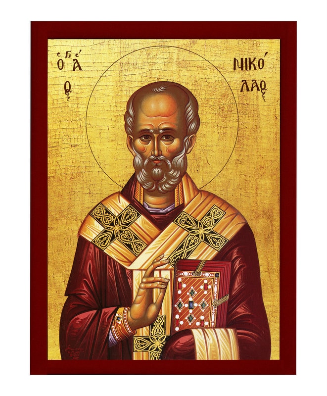 Saint Nicholas Icon Handmade Christian Greek Orthodox Icon of | Etsy