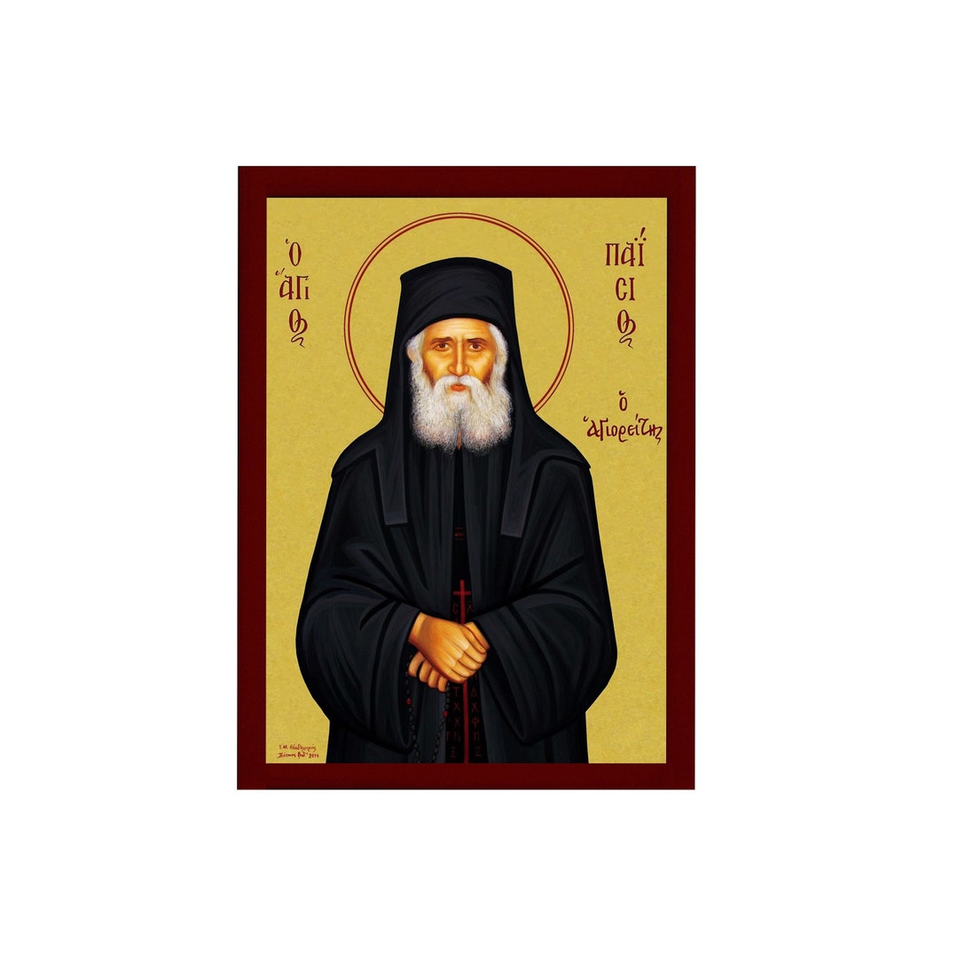 Saint Paisios of Mount Athos Icon, Handmade Greek Orthodox Icon St ...