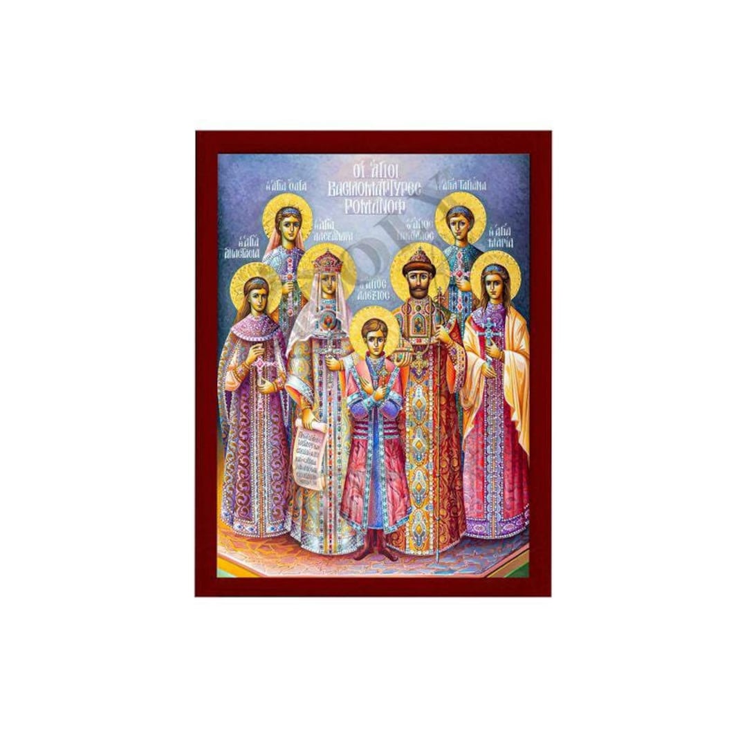 Saint Romanov Family Icon, Handmade Greek Orthodox Icon of Romanovs ...