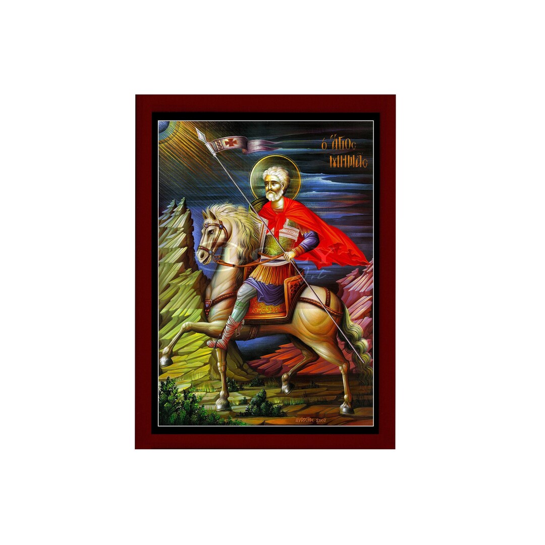 Saint Menas Icon, Handmade Greek Orthodox Icon St Menas of Egypt ...