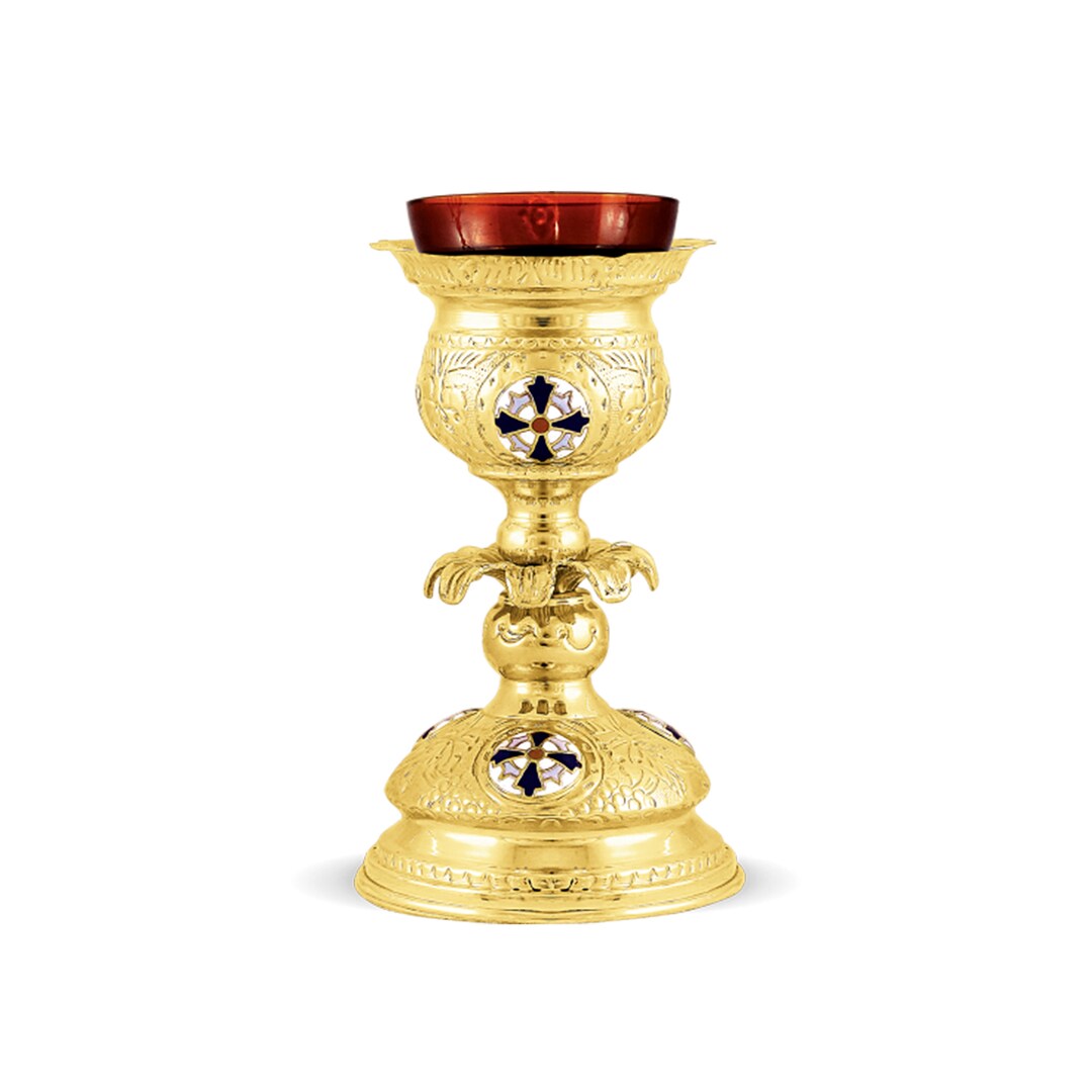 Christian Brass Altar Oil Vigil Lamp With Cross Gold Plated - Etsy