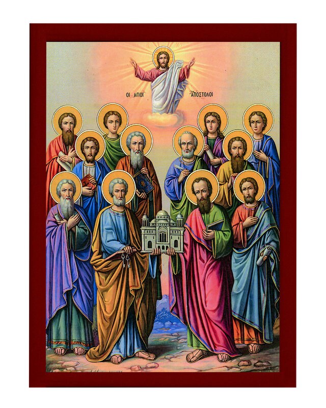 Synaxis of the Apostles Icon Handmade Greek Orthodox Icon of | Etsy