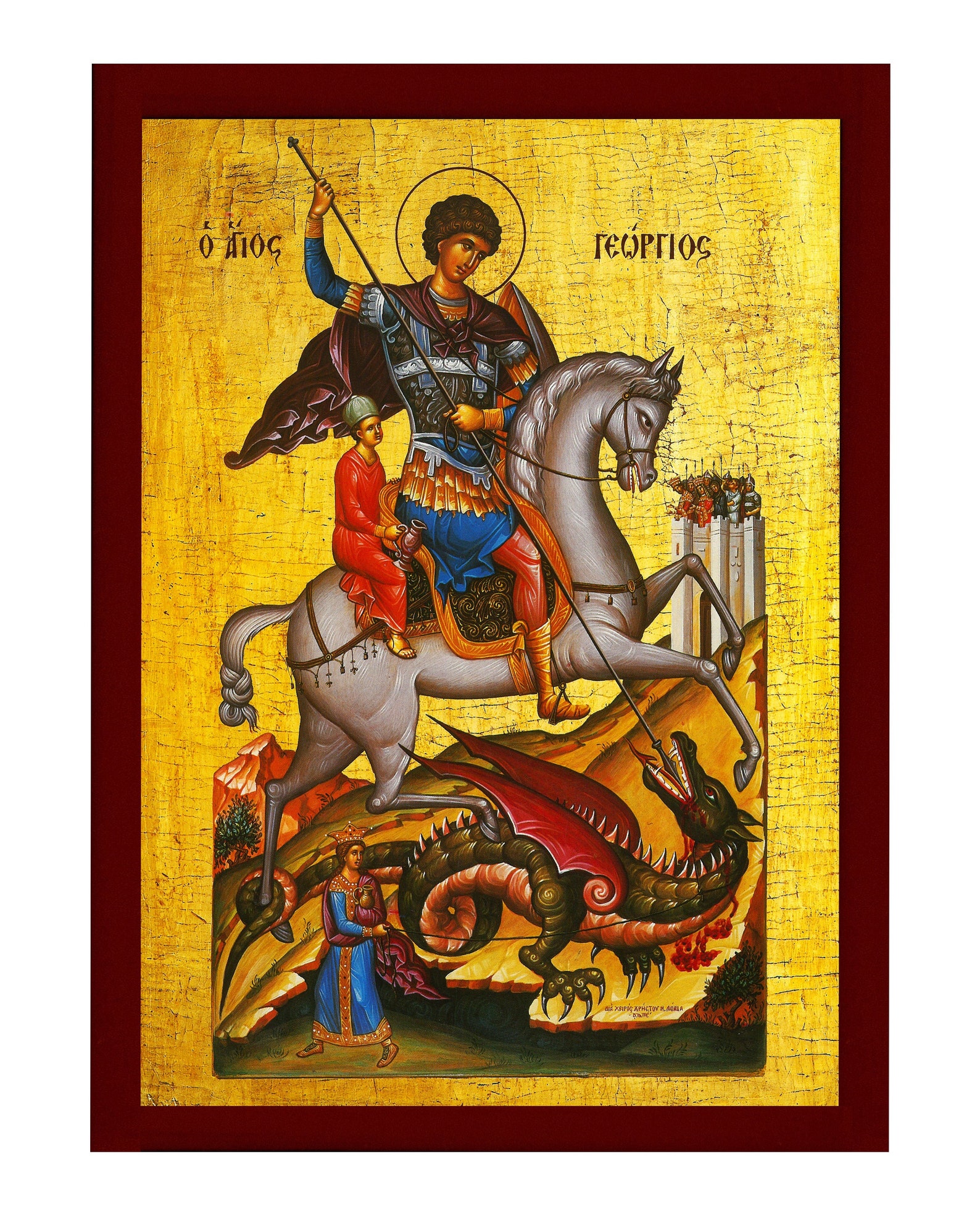 Saint George Icon, Handmade Greek Orthodox Icon of St George, Byzantine ...