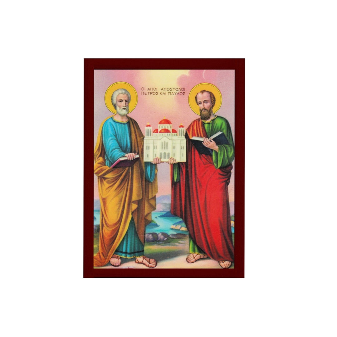 Apostle Peter and Paul Icon, Handmade Greek Orthodox Icon of St Peter ...