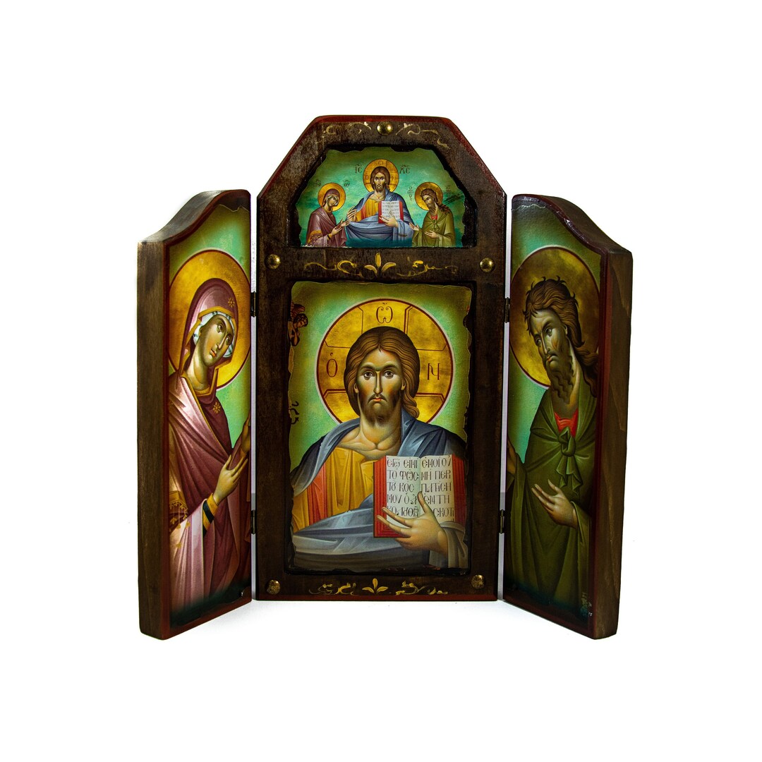 Christian Iconostasis With Jesus Christ St John Forerunner Virgin Mary ...