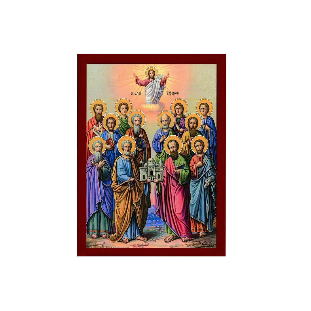Synaxis of the Apostles Icon, Handmade Greek Orthodox Icon of the ...