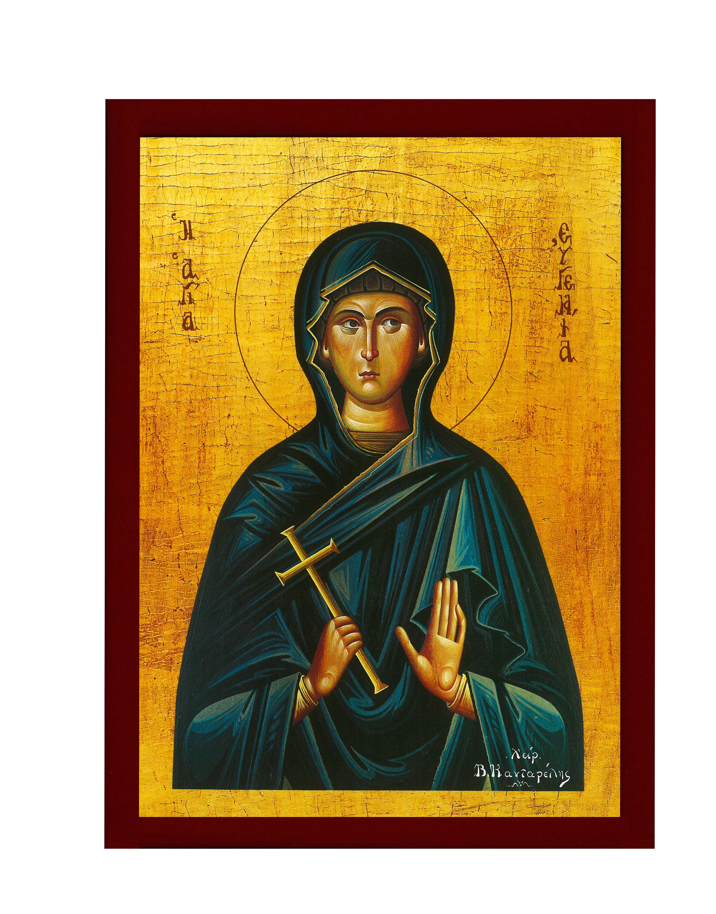 Saint Eugenia Icon the Martyr Handmade Greek Orthodox Icon of | Etsy