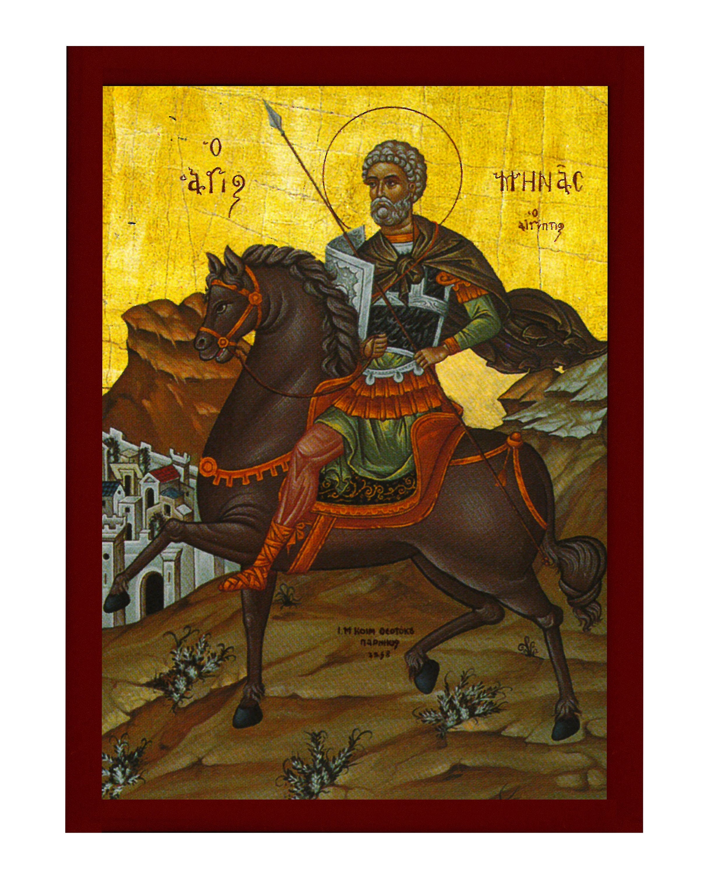 Saint Menas Icon Handmade Greek Orthodox Icon St Menas of - Etsy