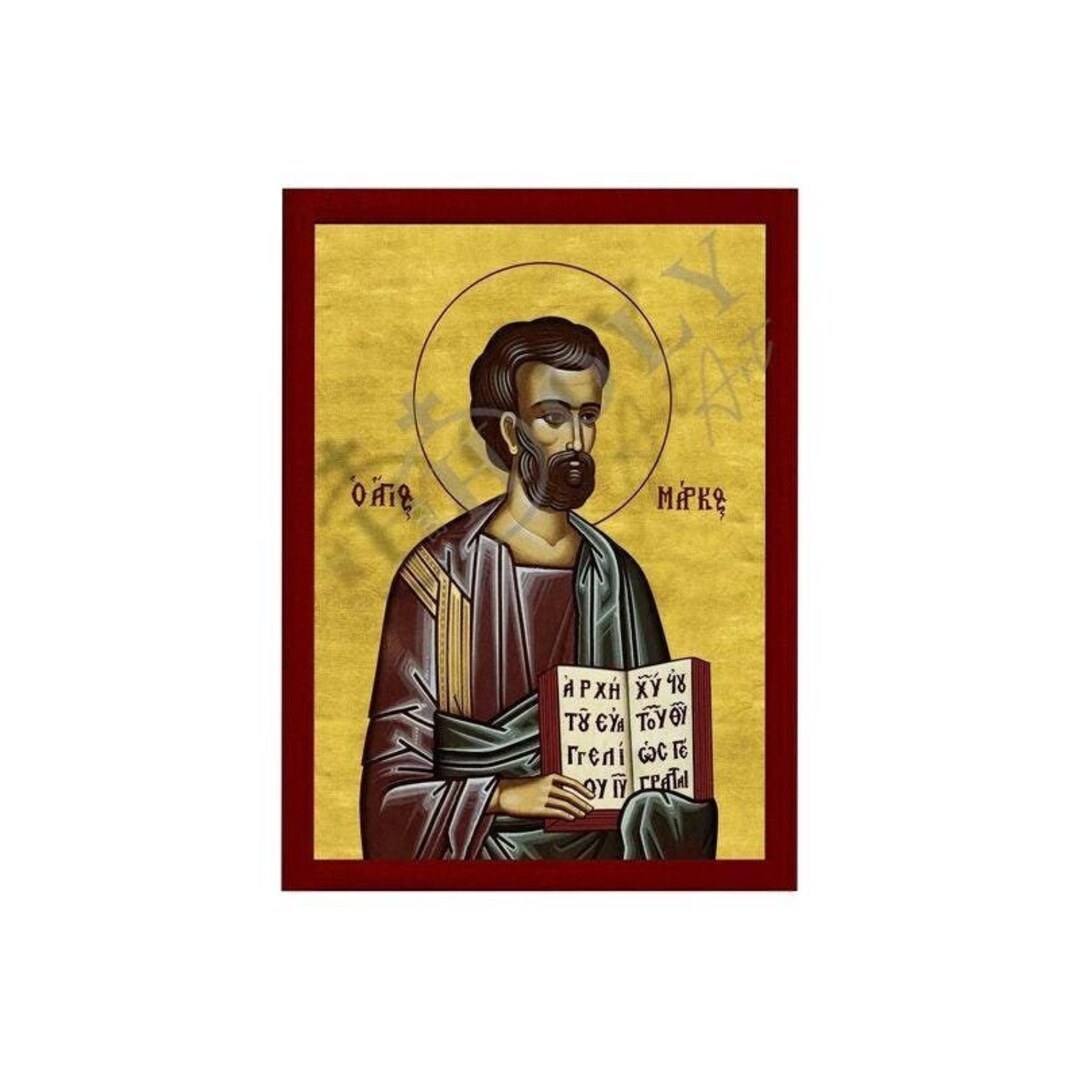 Saint Mark the Apostle Icon, Handmade Greek Orthodox Icon of Apostle Evangelist Mark, Byzantine ...