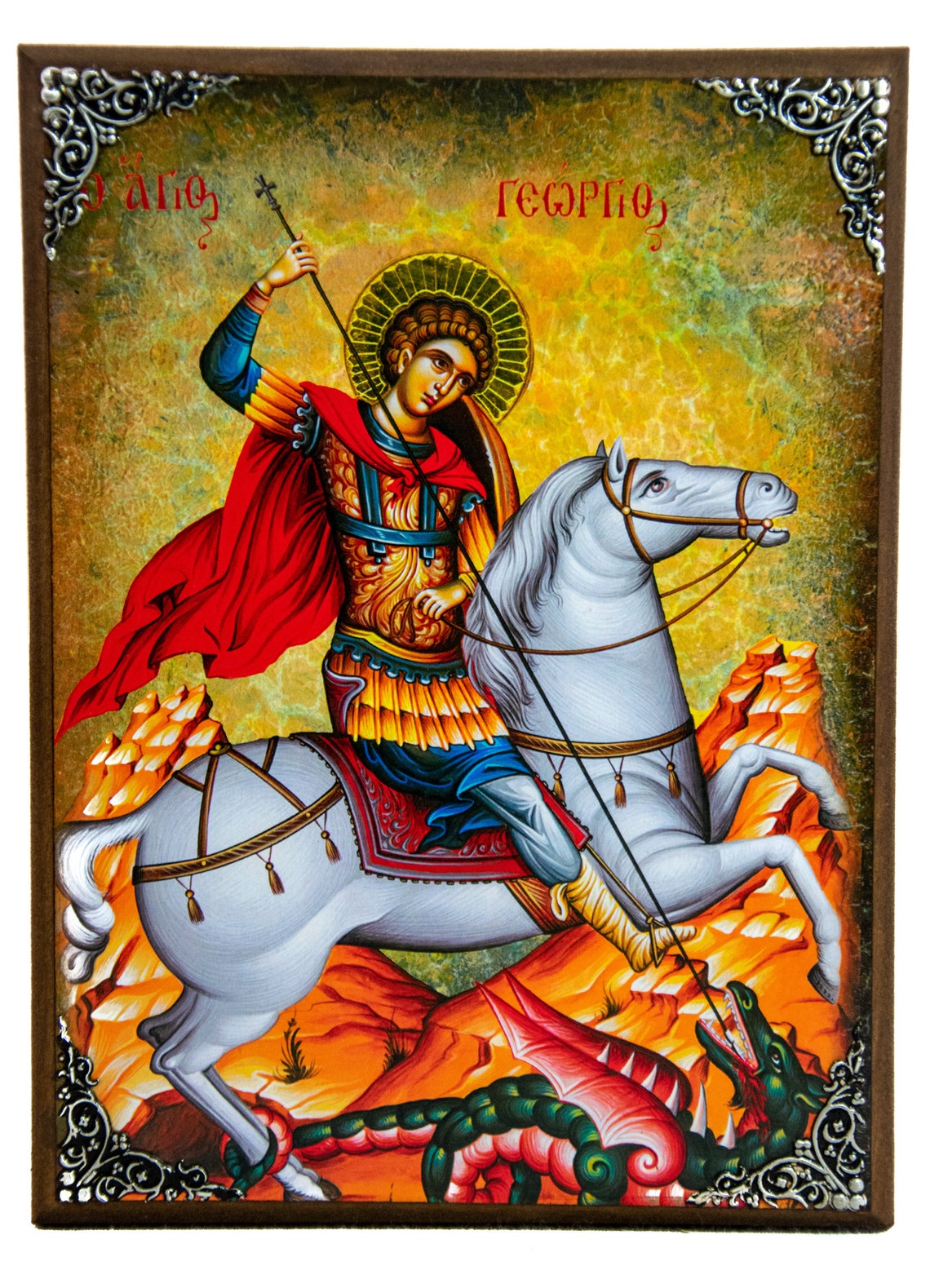 Saint George icon Handmade Greek Orthodox icon of St George | Etsy