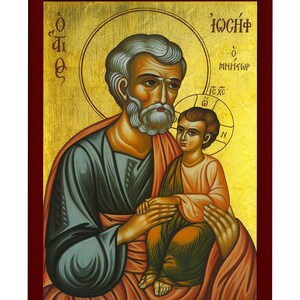 Saint Joseph Icon, Handmade Greek Orthodox Icon of St Joseph the ...