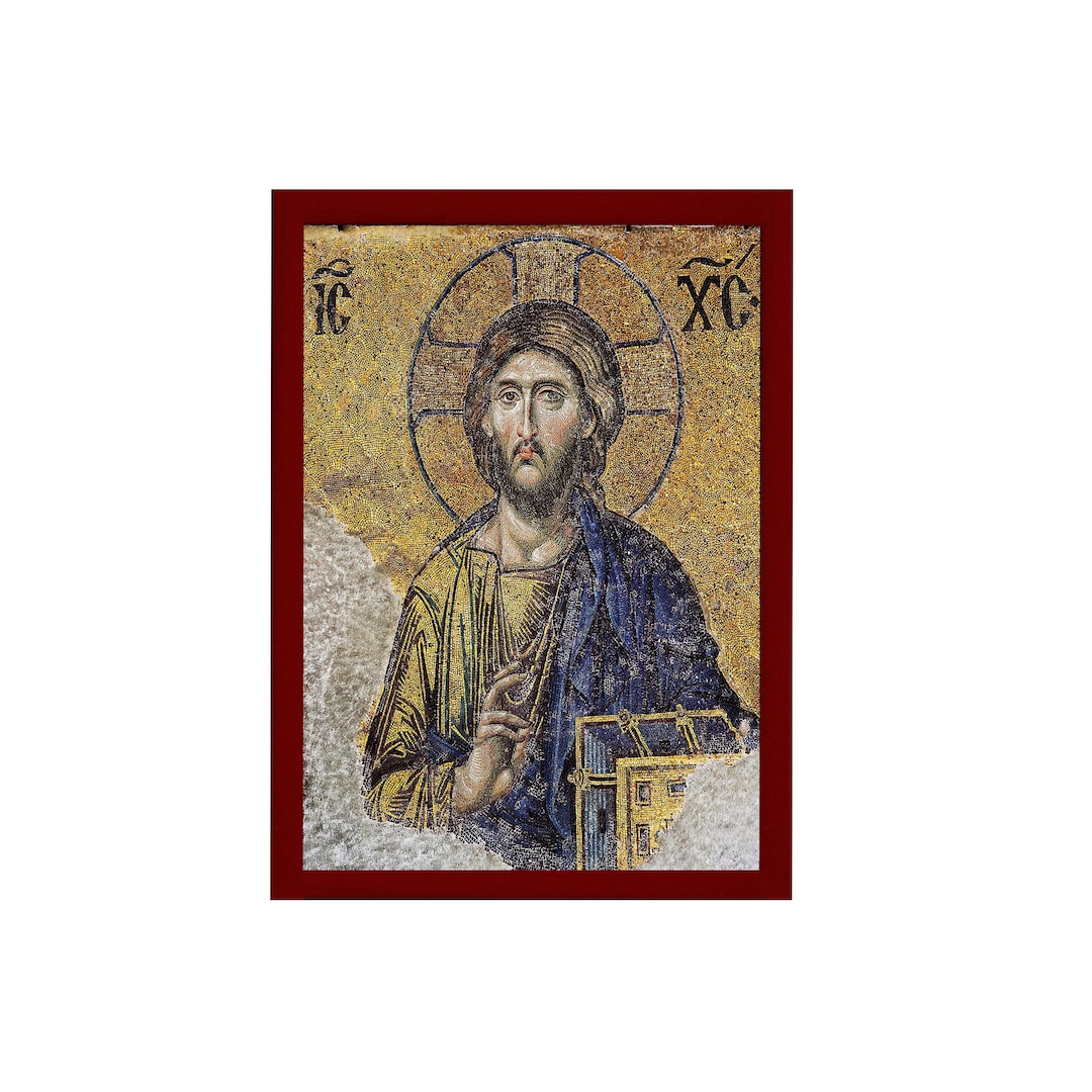 Jesus Christ Icon, Handmade Greek Orthodox Icon of Our Lord in Hagia ...