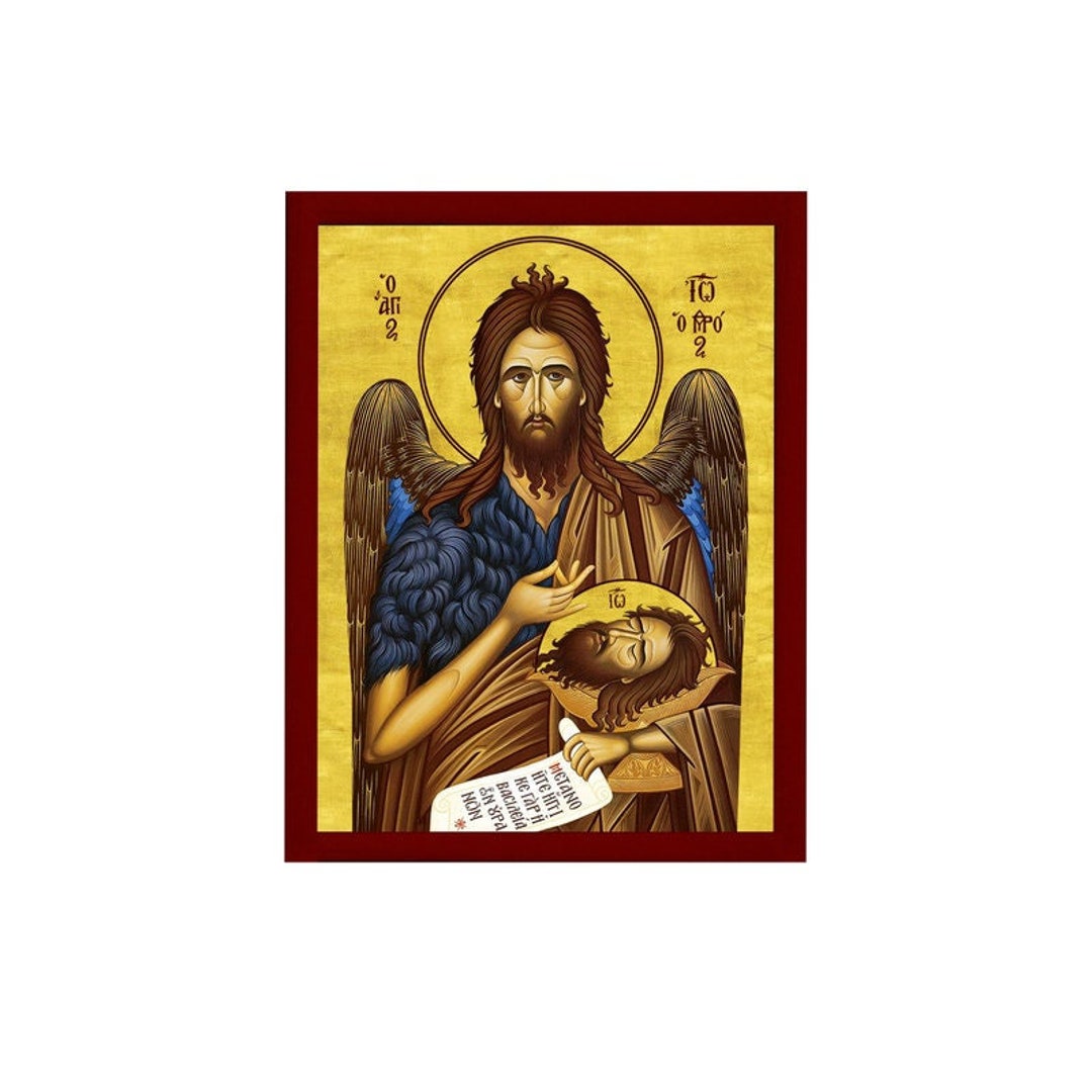 Saint John Icon, Handmade Greek Orthodox Icon of St John Baptist ...