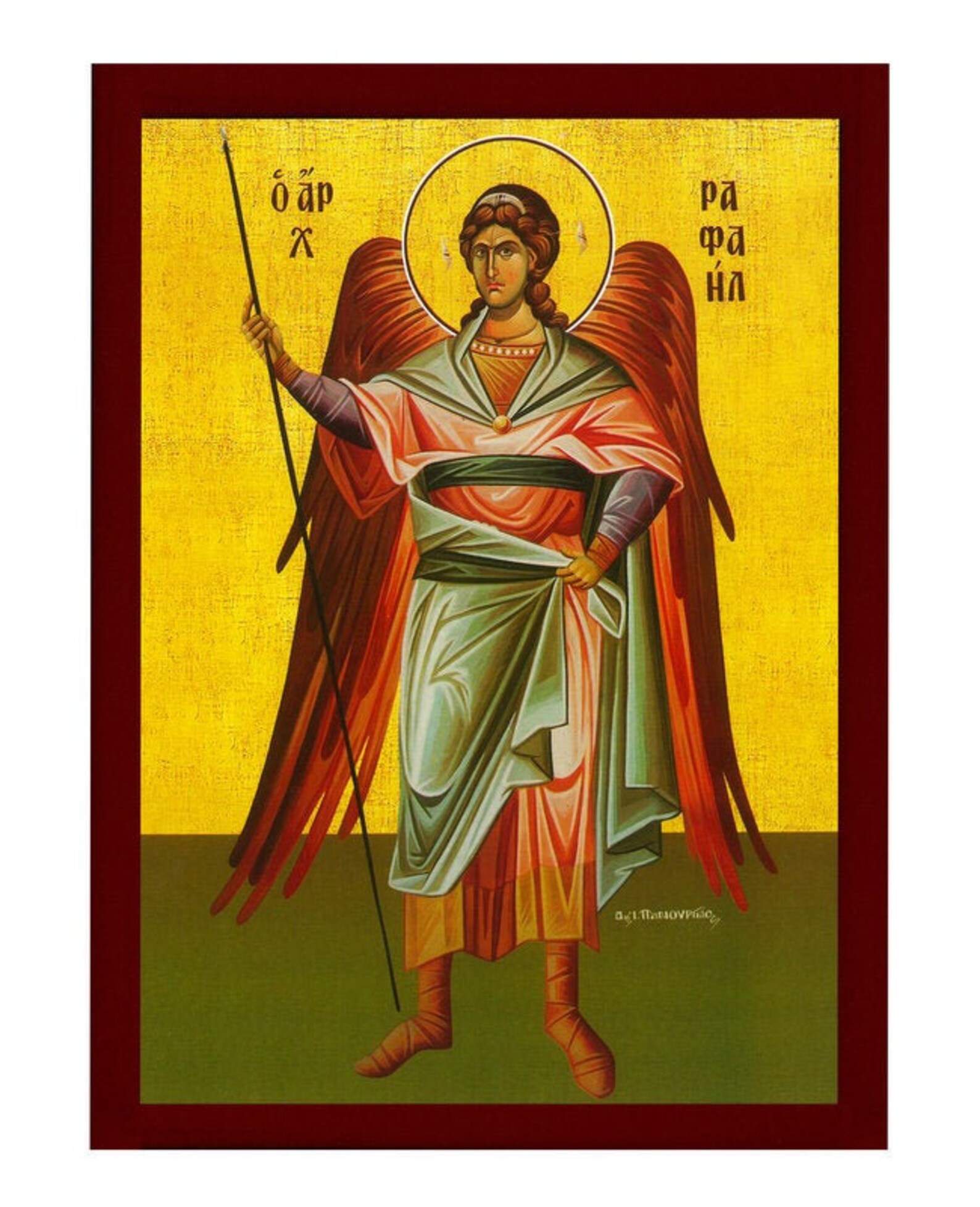 Archangel Raphael Icon Handmade Greek Orthodox Icon of St - Etsy