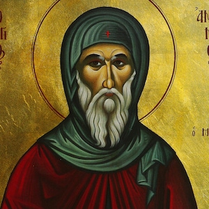 Saint Anthony Icon, Handmade Greek Orthodox Icon of Saint Antonius ...